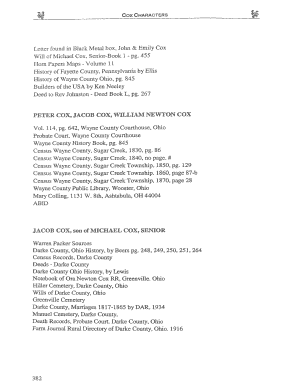 Fillable Online Cox CHARACTERS Fax Email Print - pdfFiller