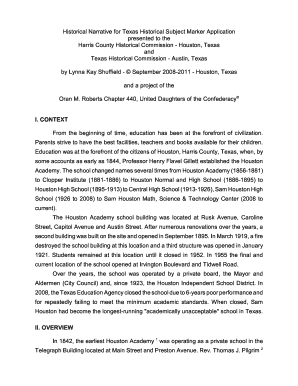 Fillable Online Historical Narrative for Texas Historical Subject ...