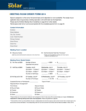 Fillable Online Meeting Room Order Form Fax Email Print - pdfFiller