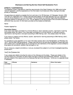 Fillable Online matthewproject Disclosure and Barring Service Check ...