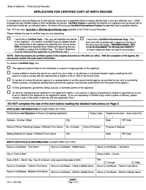 Fillable Online Birth Application revision (9-17-03).doc Fax Email ...