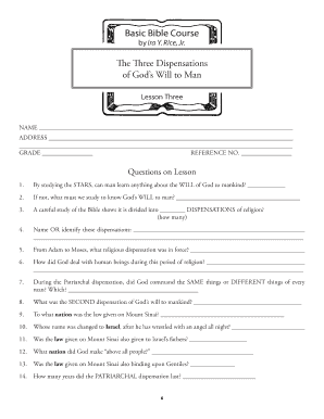 Fillable Online Basic Bible Course, Lesson 3 Questions. Basic Bible ...