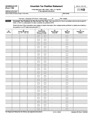 Fillable Online Uncertain Tax Position Statement SCHEDULE UTP (Form ...