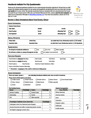 Fillable Online naturebridge Headlands Institute 1033 Fort Cronkhite ...