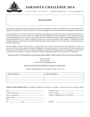 Fillable Online Release form - sarasota challenge Fax Email Print - pdfFiller