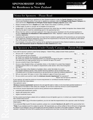 Fillable Online Sponsorship Form for Residence in New Zealand (NZIS ...