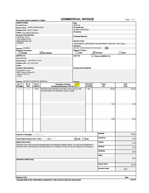 Fillable Online criticalpath BCOMMERCIAL INVOICEb - Critical Path Express Fax Email Print ...