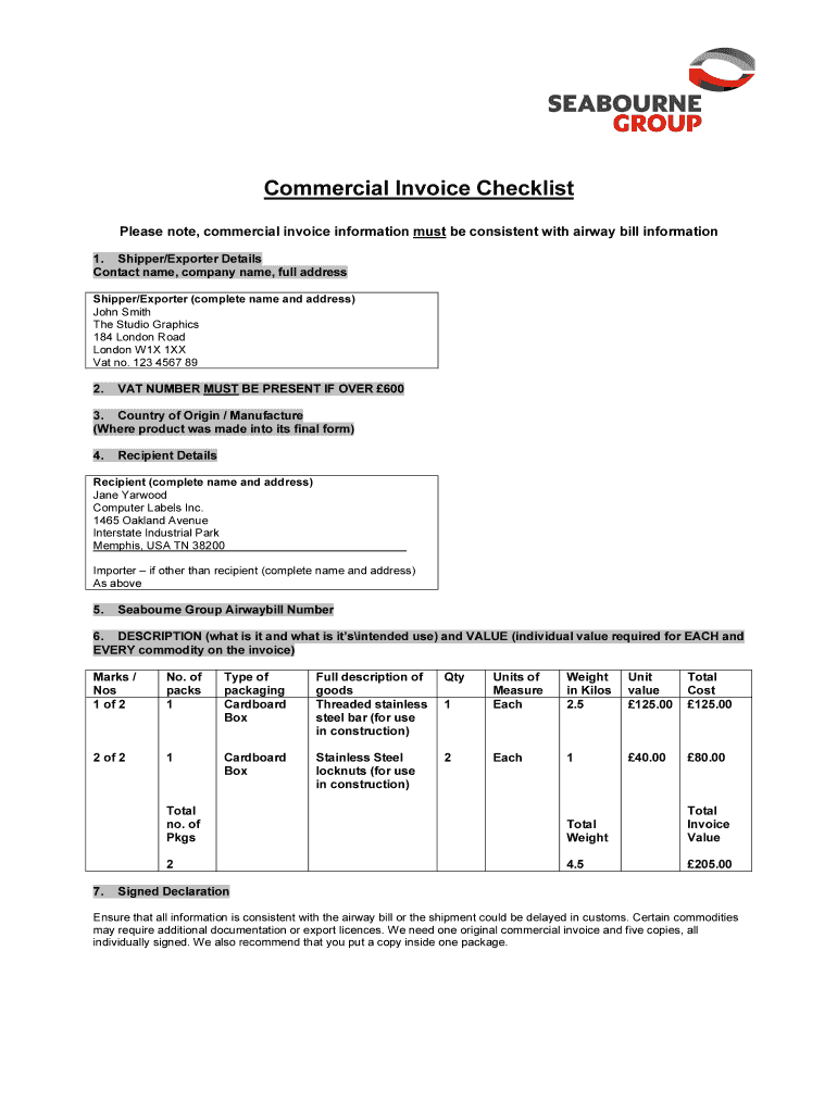 Fillable Online Complete your own commercial invoice - FedEx Fax Email ...