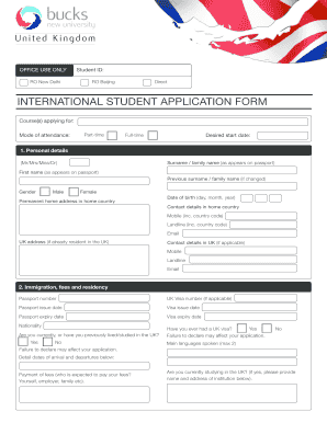 Fillable Online InternatIonal StUDent aPPlICatIon ForM ...