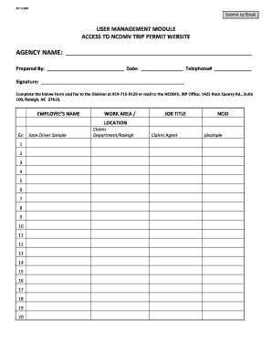 Fillable Online ncdot IRP-UMM Trip Permit Access Form - ncdot Fax Email ...