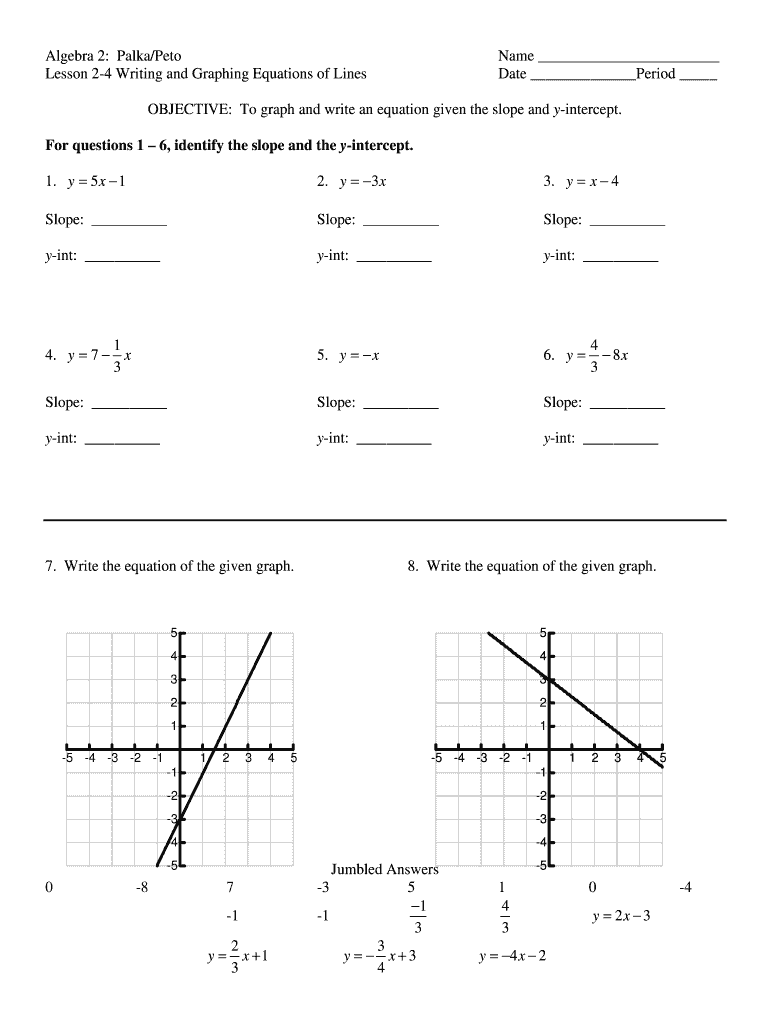 Y Mx B Worksheet