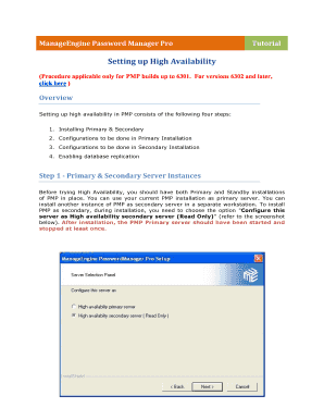 Fillable Online ManageEngine Password Manager Pro High Availability ...