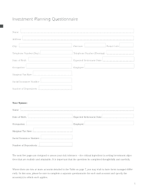 Fillable Online Investor Profile Questionaire Fax Email Print - pdfFiller