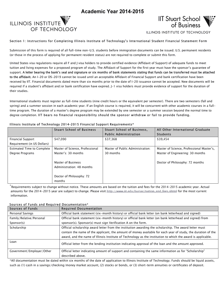 Fillable Online admissions iit Section 1 Instructions for Completing Illinois Institute of ...