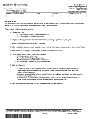 Fillable Online Dearborn National Life Claim - Pennsylvania Chamber ...
