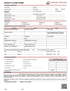 Fillable Online GROUP CLAIM FORM Fax Email Print - pdfFiller