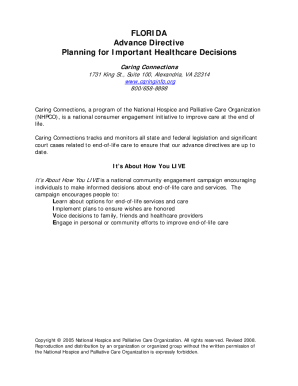 FLORIDA Advance Directive Planning For Important Healthcare ... - Fill ...