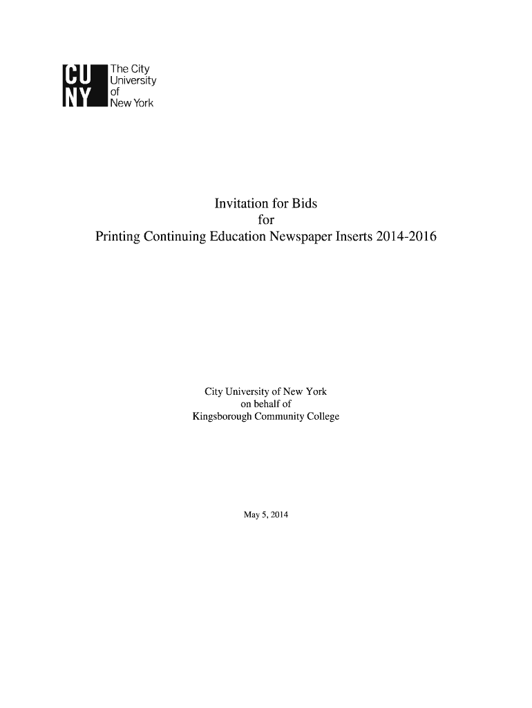 Fillable Online Invitation for Bids for Printing Continuing Education ...