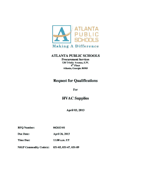 Fillable Online atlanta k12 ga HVAC Supplies - Atlanta Public Schools - atlanta k12 ga Fax Email ...