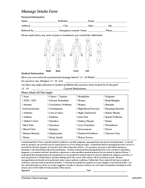 Fillable Online Massage Intake Form - Wix.com Fax Email Print - pdfFiller