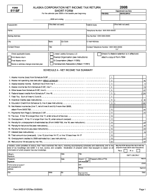 Fillable Online 2008 Corporation Net Income Tax Return Short Form Fax ...