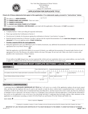 Fillable Online MV 902 Duplicate Title Application - Directrouter.com Fax Email Print - pdfFiller