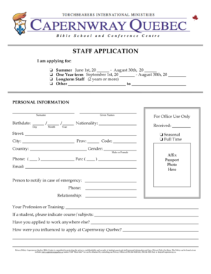 Fillable Online Staff Application - Clover Sites Fax Email Print ...