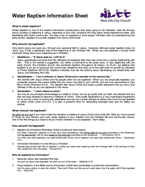 Fillable Online Water Baptism Information Sheet - Clover Fax Email ...