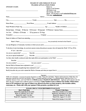 Fillable Online Noahs of ark emmaus walk pilgrim application form - Clover Fax Email Print ...