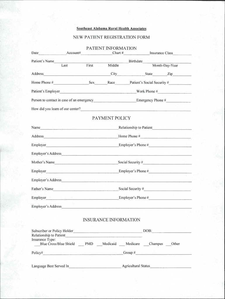 Fillable Online NEW PATIENT REGISTRATION FORM PATIENT INFORMATION Fax Email Print - pdfFiller
