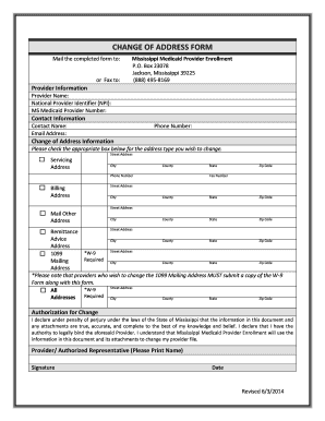 Fillable Online medicaid ms Change of Address Form - Mississippi ...