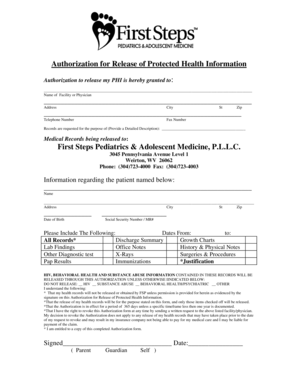 Fillable Online Medical Information Release - First Steps Pediatrics ...