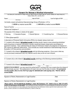 Fillable Online Medical Record Release Form - Gastroenterology Group of ...