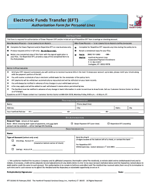 Fillable Online Hartford EFT Form - Standard Lines Services Fax Email ...