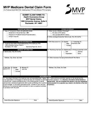 Fillable Online MVP Medicare Dental Claim Form - Health Economics Group ...