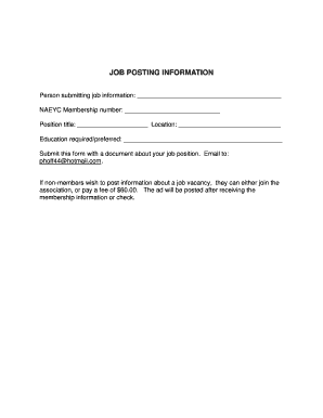 Fillable Online nebraskaaeyc Job Posting Form - Nebraska AEYC Fax Email ...