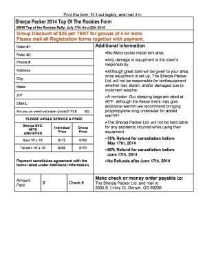 Fillable Online TOR 2014 Form - Sherpapacker Fax Email Print - pdfFiller