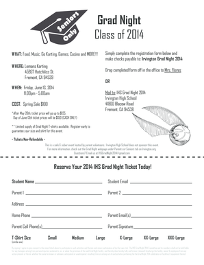 Fillable Online 2014 Grad Night Reg Form Final Fax Email Print - pdfFiller