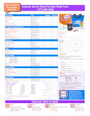 Fillable Online Paper Order Form - Customer Service Week Fax Email ...