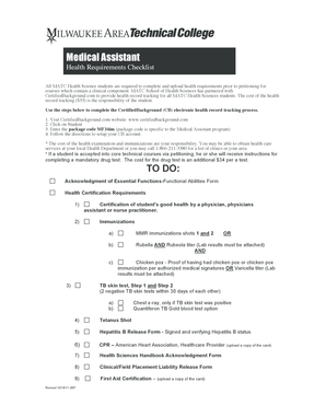 Fillable Online matc Medical assistant PACKET.indd - Milwaukee Area ...