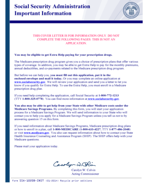 Fillable Online ssa Application for Help with Medicare Prescription ...