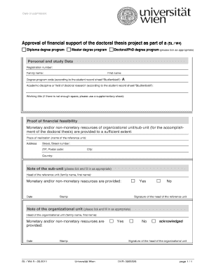 Fillable Online doktorat univie ac Approval of financial support of the doctoral thesis ...