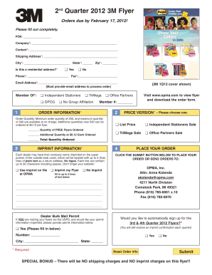 Fillable Online 2nd Quarter 2012 3M Flyer - OPMA Fax Email Print ...