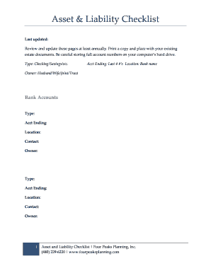 Fillable Online BAssetb amp Liability Checklist Fax Email Print - pdfFiller
