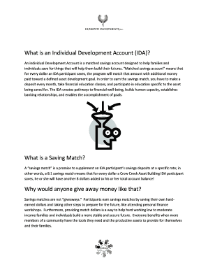 Fillable Online hunkpati What is an Individual Development Account (IDA ...