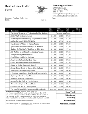 Fillable Online Resale Book Order Form Fax Email Print - pdfFiller