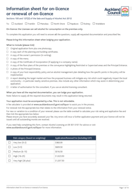 Fillable Online aucklandcouncil govt Information sheet for on-licence ...