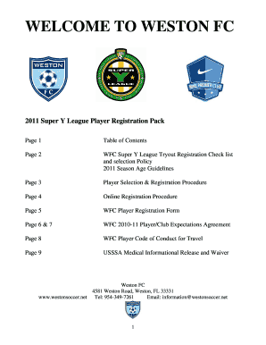 Fillable Online Registration Packet - Weston Soccer Club Fax Email ...