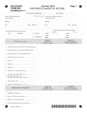 Fillable Online revenue delaware Reset DELAWARE FORM 300, SCHEDULE K-1 ...