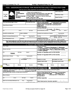 Fillable Online Tceq - underground storage tank registration & self ...